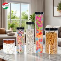 China Food Grade Clear PET Plastic Jar with Screw Top Cover for Candy Cookies Noodles 500ml for sale