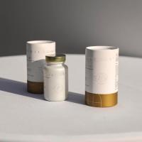 China Food Grade White Cardboard Paper Tube Canister for Supplement Nutrition Vitamin Packaging 500ml for sale