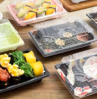 China Custom PET Sushi Tray with Lid - Food Grade Rectangular Plastic Container for Takeout - 10,000pcs MOQ for sale
