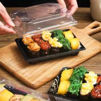 China Custom PET Sushi Tray with Lid - Food Grade Rectangular Plastic Container for Takeout - 10,000pcs MOQ for sale