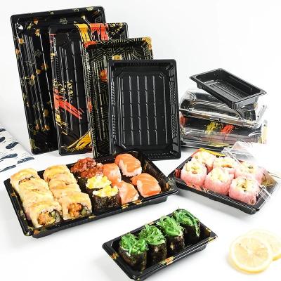 China Custom PET Sushi Takeout Containers with Lids - 10,000pcs MOQ, Food Grade Disposable Plastic Packaging Boxes for sale