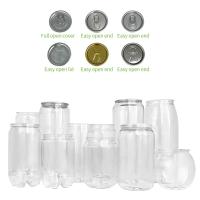 China 250ml PET Clear Plastic Soft Drinks Jar With Lid For Juice Coffee Beverage Packaging for sale
