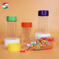 China 500ml Food Grade PET Clear Plastic Cylinder Jar with Screw Lid for Candy Snack Cookie for sale