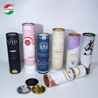 China Eco-friendly Kraft Paper Tube with Metal Lid for Wine Bottle 500ml Food Packaging Custom Logo for sale