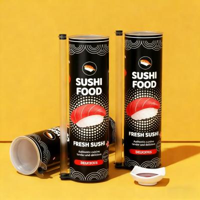 China Custom Printed Food Grade Eco-Friendly Sushi Paper Tube Packaging 5000 Units Push Up Canister for sale