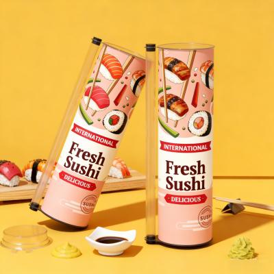 China Custom Eco-Friendly Food Grade Paper Composite Cans 5000 Units Push-Up Sushi Tube Packaging for sale