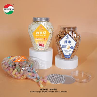 China 650ml Rhombus PET Plastic Jar with Screw Lid Food Grade Clear Container for Candy Snacks for sale