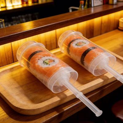China Custom Eco Friendly PP Plastic Sushi Roll Push Up Pop Tube Container with Lid 5000pcs MOQ for sale