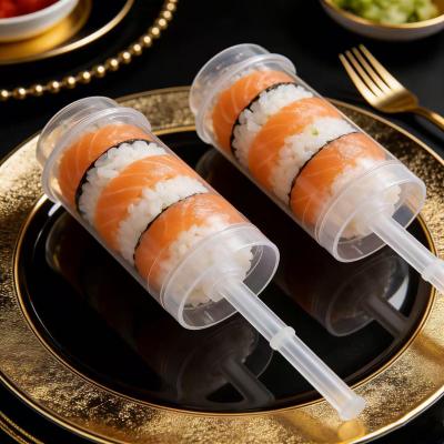 China Food Grade Custom Logo PP Plastic Sushi Push Up Pop Tube Shooter Cylinder Container Cup with Lid 43.5mm for sale