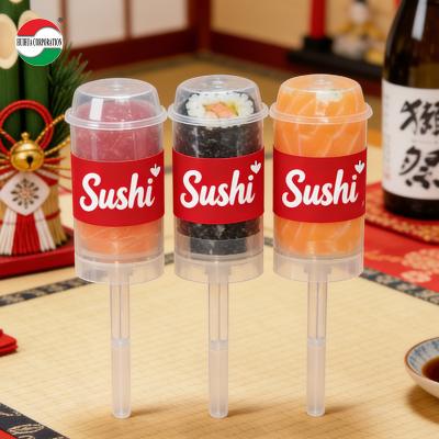 China Custom Food Grade PET Plastic Push Pop Cake Tube Container Sushi Push Up Cylinder Packaging 16.8mm to 151.3mm for sale