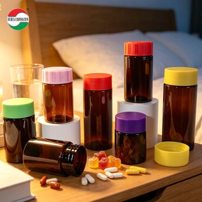 China Food Grade PET Plastic Jar with Anti-slip Striped Screw Cap and Transparent Design for Storage for sale