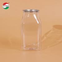 China Food Grade Clear 500ml PET Beverage Cans Empty Transparent Juice Can With Peel Off Lid for sale