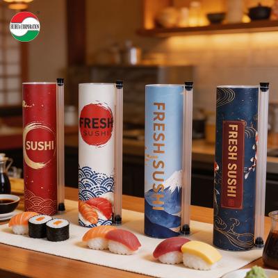 China New Design Eco-Friendly Custom Printed Food Grade Pop Push Sushi Recycled Craft Paper Materials for Wholesale Retail Sushi Tube for sale