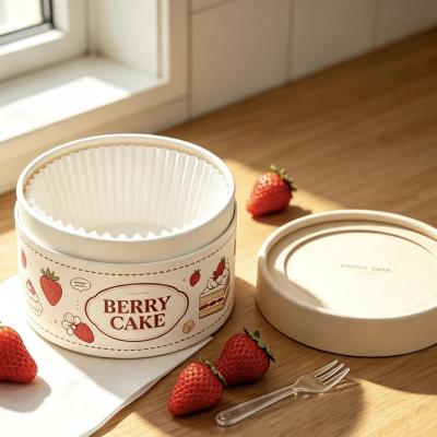 China Custom Recyclable Food Grade Cardboard Can Baking Dessert Cylinder Tiramisu Cheesecake Paper Tube Cake Packaging Box for sale