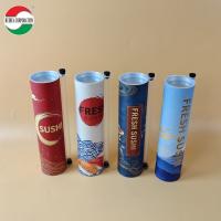 China Custom Eco-Friendly Food Grade Craft Paper Sushi Push Pop Roll Packaging Cylinder Take-away Sushi Roll Tubes Hot Stamping Logo for sale