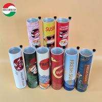 China Custom Eco-Friendly Food Grade Craft Paper Sushi Push Pop Roll Packaging Cylinder Take-away Sushi Roll Tubes Hot Stamping Logo for sale