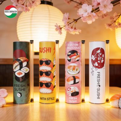 China Custom Sushi Paper Tube Packaging – Eco-Friendly Round Paper Canister for Sushi Rolls & Takeaway Food for sale