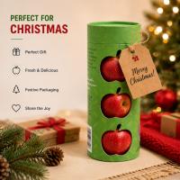 China Christmas Apple Gift Packaging Custom Printed Paper Tube with Window Eco Friendly Fruit Packaging for sale