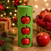 China Christmas Apple Gift Packaging Custom Printed Paper Tube with Window Eco Friendly Fruit Packaging for sale
