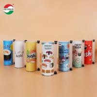 China Custom Printed Push Up Sushi Paper Tube Packaging Food Grade Cylinder Can With Soy Sauce Tube Holder for sale