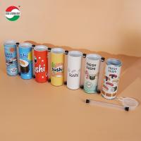 China Custom Printed Push Up Sushi Paper Tube Packaging Food Grade Cylinder Can With Soy Sauce Tube Holder for sale