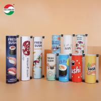 China Custom Printed Push Up Sushi Paper Tube Packaging Food Grade Cylinder Can With Soy Sauce Tube Holder for sale
