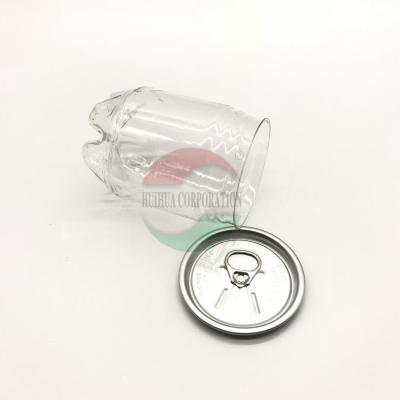 China 250ml Transparent PET Plastic Soft Drink Can with PE Lid - 18g Weight, Food Grade Packaging for sale