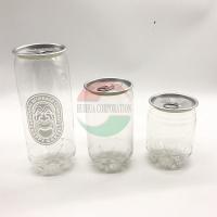 China 250ml Transparent PET Plastic Soft Drink Can with PE Lid - 18g Weight, Food Grade Packaging for sale