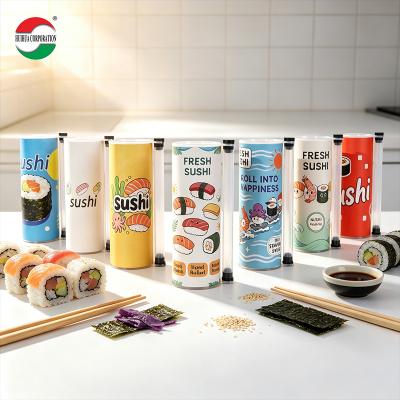 China Short 47mm Height Sushi Push Pop Paper Tube Food Grade Custom Printed Sushi Paper Tube for sale