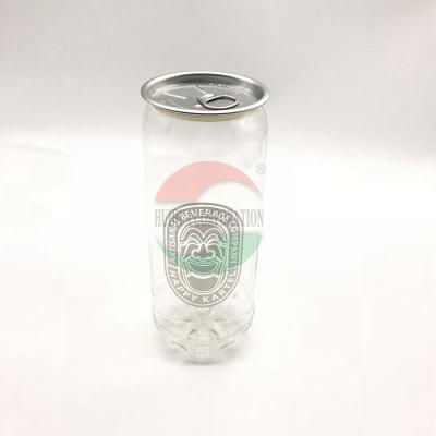 China 500ml Transparent PET Beverage Cans with Aluminum Lids - Food Grade Plastic Soda Containers 345ml Capacity for sale