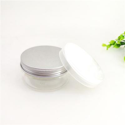 China 100ml Clear Plastic Cylinder With Aluminum Lid / Empty Cosmetic Jars for sale