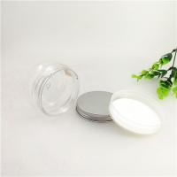 China 100ml Clear Plastic Cylinder With Aluminum Lid / Empty Cosmetic Jars for sale