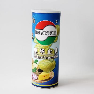 China 65mm & 72.9mm Diameter Peel Off Foil Sealed Embossing Paper Composite Cans for Chips and Snack Foods for sale