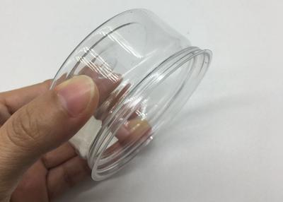 China 28mm Height Clear PET Plastic Cylinder Jar with Peel Off Lid for Nuts Coffee Tea for sale