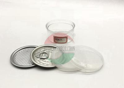 China Clear PET Plastic Easy Pull Ring Can 53mm x 28mm with Hand Sealable Lid for Dry Herb Packaging for sale