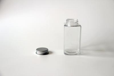China Square 100ml Clear PET Jars with Screw Cap Food Grade Plastic Bottle for Juice Milk Water for sale