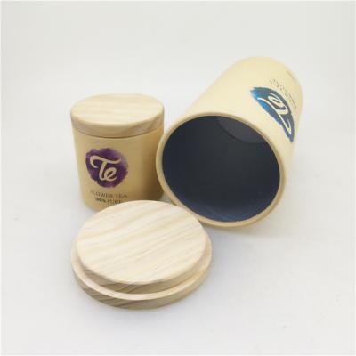 China Cork Wood Lid Airtight Paper Packaging Tube 73mm x 100mm Kraft Cardboard Cylinder Container for sale