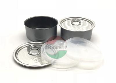 China EOE Round 65x30mm 80ml Small Tin Can for Tuna Packaging with CMYK Color Printing for sale
