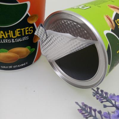 China Easy Open Kraft Paper Cans 73mm x 80mm for Peanuts, Cashew Nuts & Pistachios with Aluminum Lids for sale