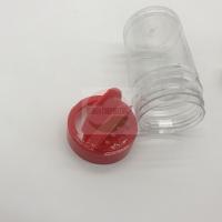 China Shaker Cap Type Clear Plastic Cylinder / Plastic Spice Containers With Red Cap FDA Certification for sale