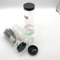 China 350ml & 450ml Clear Plastic Juice Jar with Screw Black Cap - PET+PP Material for Beverage Packaging for sale