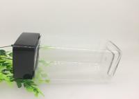 China 700ml Clear PET Plastic Square Cylinder Can for Food 600g 21oz Dry Snack Packaging for sale