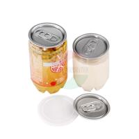 China 350ml Clear PET Plastic Cylinder with 57mm Aluminum Easy Open Lid - Food Grade Beverage Packaging Container for sale