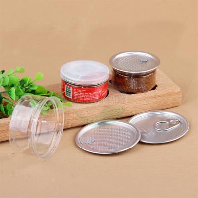 China FDA Clear Plastic Cylinder 50ml Dried Cans Aluminum Peel Off Food Jar 53mm for sale