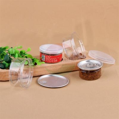 China 52mm x 30mm Food Grade PET Plastic Pull Ring Can with Childproof Aluminum Lid for sale