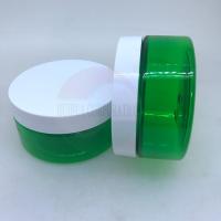 China Empty Plastic PET Jar With Green Body / Cream Jars Cosmetic Packaging for sale