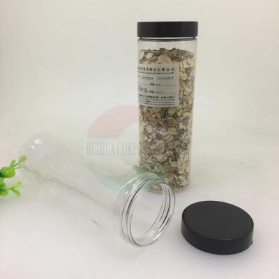 China Clear PET Plastic Cylinder Container with Screw Lid - 55mm to 100mm Diameter, 220ml to 580ml Capacity for Dry Food Packaging for sale