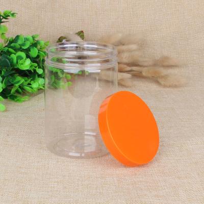 China PET Food Airtight Clear Plastic Jar with Screw Cap 420ml 550ml for sale