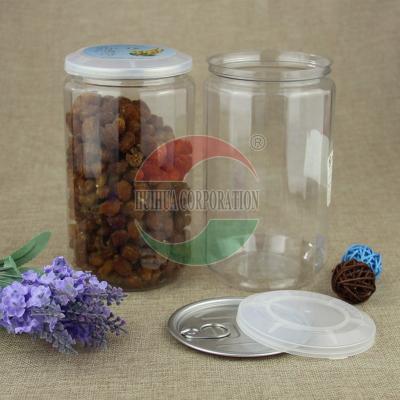 China PET Clear Sealable Jar Wide Mouth 100ml with Aluminum Lid and PE Lid for Nuts Cookies Candy Storage for sale