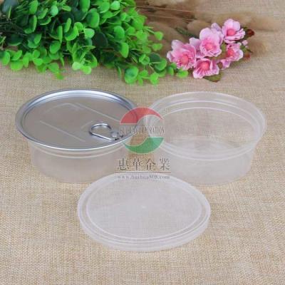 China 180ml PP Clear Canister with Aluminum Easy-Open Lid - 99mm Diameter Food Grade Dry Food Packaging Container for sale